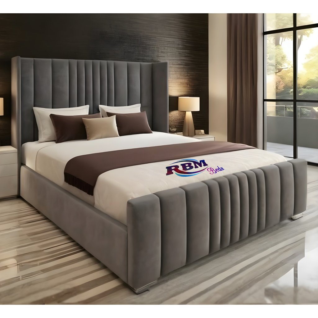 2025 Wing back Manhattan Bed Frame with Lines - RBM Beds